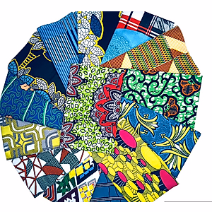 African Ankara Wax Print Fat Quarters Fabric for Small Projects, Craft and Patch Work DIY (20.5 x 16 Inches)