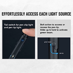 OLIGHT O'Pen Glow EDC Pen Light, 120 Lumens with Green Beam, Rechargeable LED Flashlight for Outdoor Uses, Writing, Adventure, Professional Business Gift(Black)