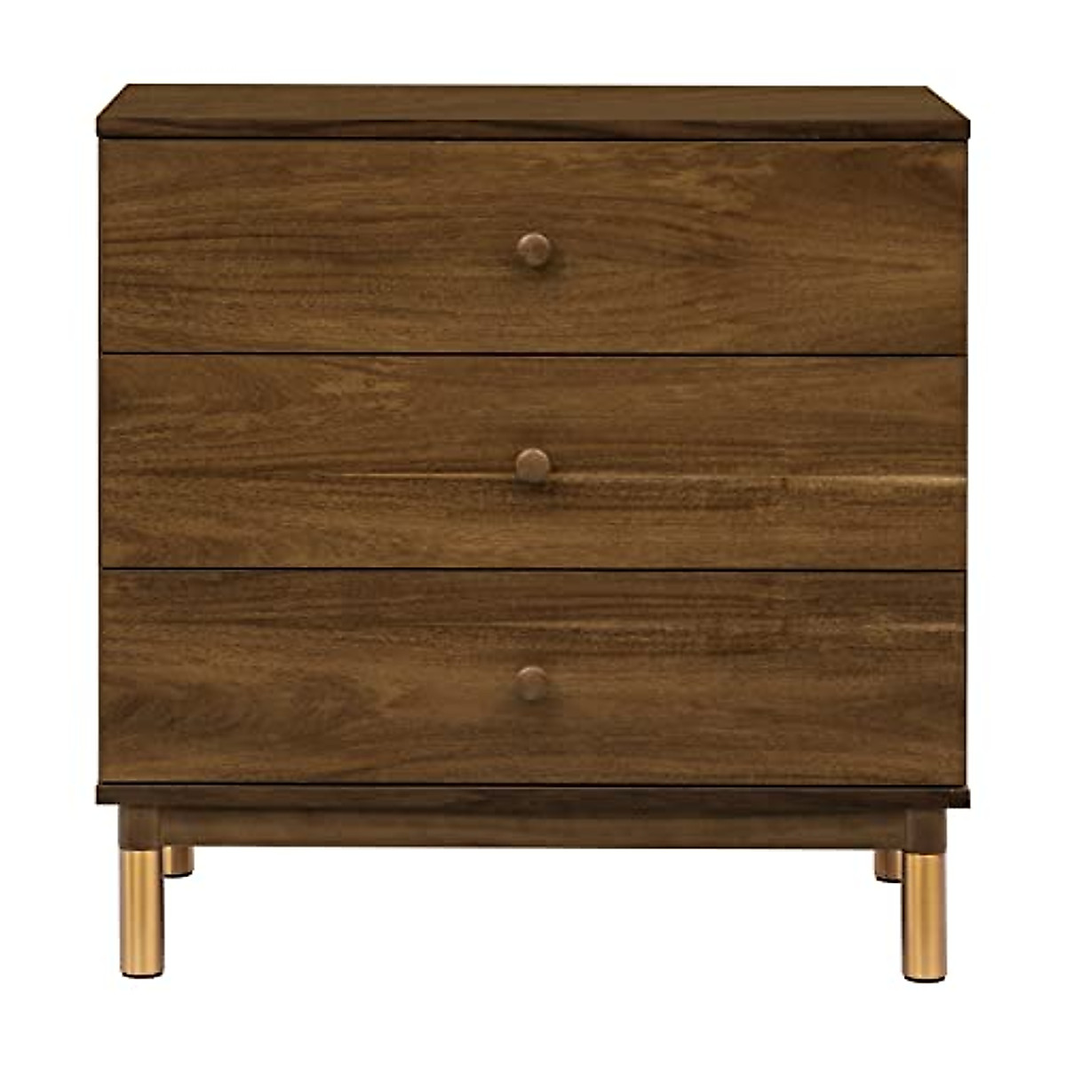 Babyletto Gelato 3-Drawer Changer Dresser with Removable Changing Tray in Natural Walnut and Brushed Gold Feet, Greenguard Gold Certified