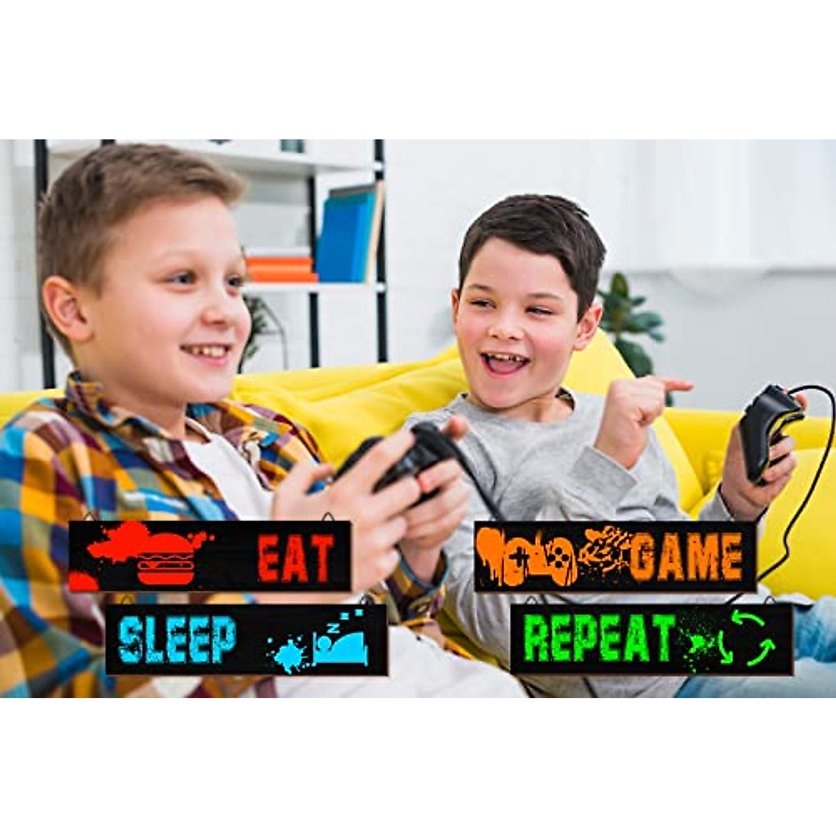Chuniff 4 Pieces Gamer Room Décor, Gaming Décor for Boys Room, Video Game Room Wall Decoration for Boys, 11.8 * 3 inches
