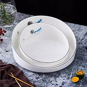 TOOSII Pasta Bowl Household Ceramic Cold Dish Plate Commercial Dish Plate Hotel Tableware, Salad Cold Dish Plate Bowls for Kitchen (Size : Medium)