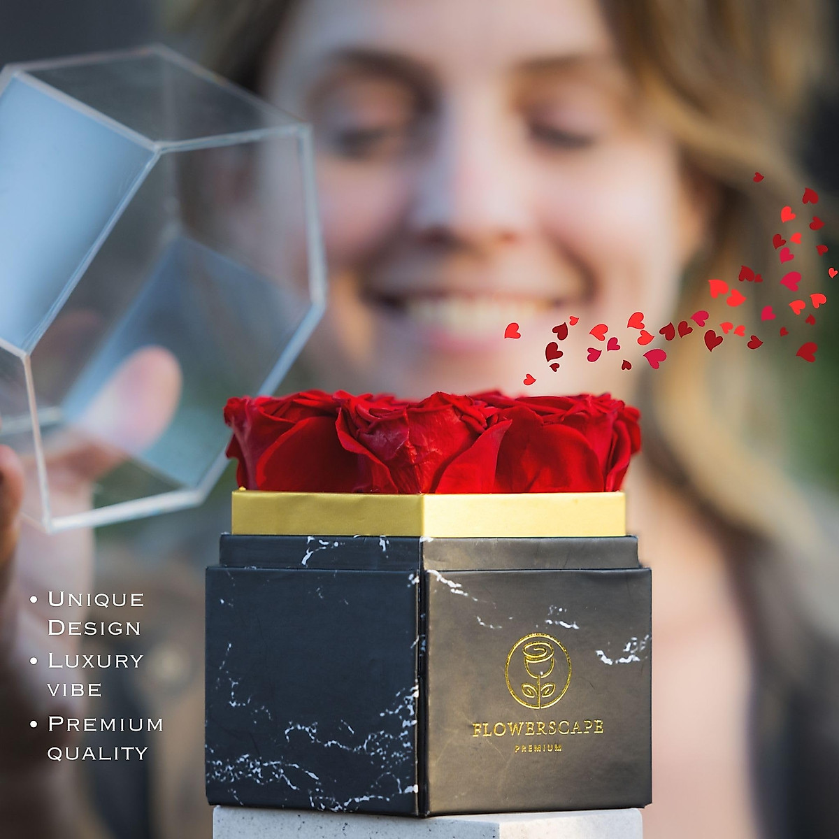 Forever Rose Flowers Delivery Prime - Fresh Bouquet - Valentines Mothers Day Birthday Anniversary for Women Mom Wife Girlfriend and Her - 7Pcs (Hexagon-Red)