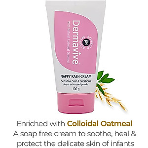 Dermavive Diaper/Nappy Rash Cream, Soothing Diaper Rash Cream, Baby Rash Ointment, Fast-Acting Rash Relief for Infants & Babies, Gentle Diaper Cream, 100g