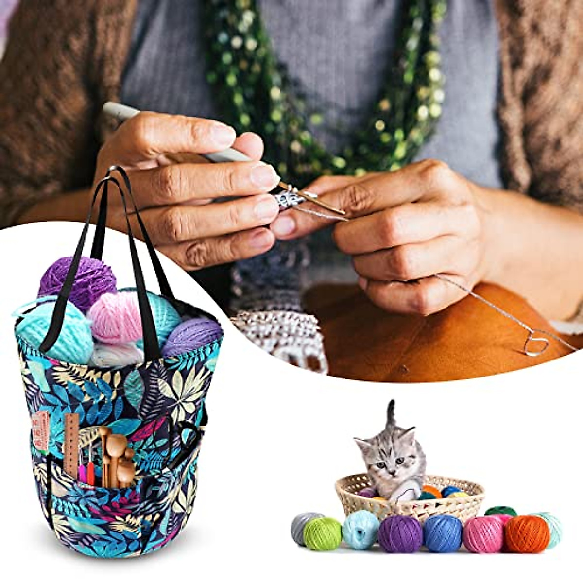 MA STRAP Yarn Storage Tote Bag Knitting Crochet Bags Organizer for Knitting & Crochet Organizing
