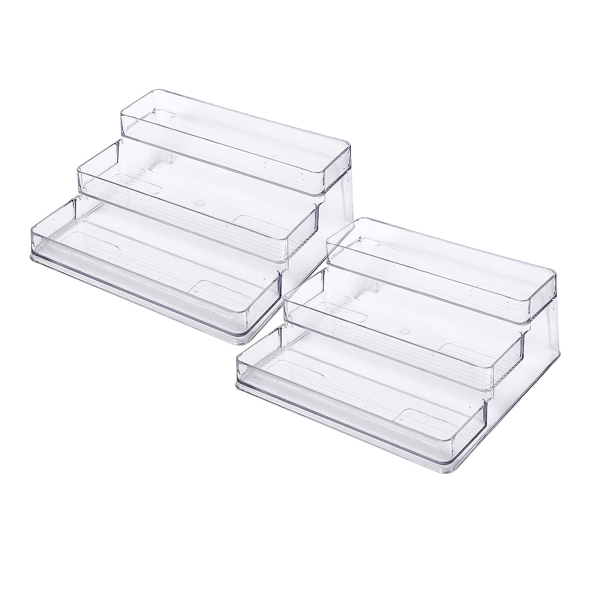 SIMPLEMADE Clear Spice Rack - 2 Pack Three-Tiered Shelf, Countertop, and Cabinet Storage and Spice Organizer for Kitchen, Bathroom, Bedroom, and Office, Home Storage and Organization Solutions