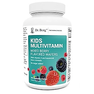 Dr. Berg Kids Chewable Multivitamins (NOT Sweetened w/Sugar) - Daily Multivitamin for Kids That includes 20 Vital Nutrients & A Trace Mineral Complex - Mixed Berry Chewable Vitamins for Kids