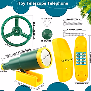 Restroma Playground Accessories Swingset Steering Wheel Plastic Telescope Telephone Swingset Phone Toy for Kids Outdoor Playground Backyard Treehouse