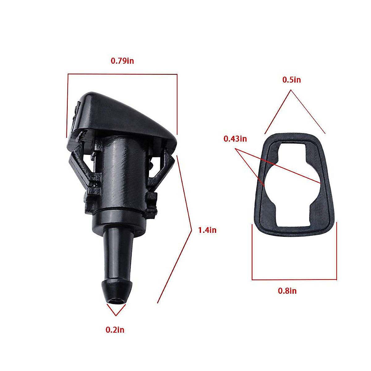 OTUAYAUTO Front Windshield Washer Nozzles - Compatible with Dodge Caliber, Journey | Jeep Grand Cherokee, Compass | Ram 1500 2500 3500 - Replaces OEM #: 4805742AB, Spray Jet Kit (pack of 2)