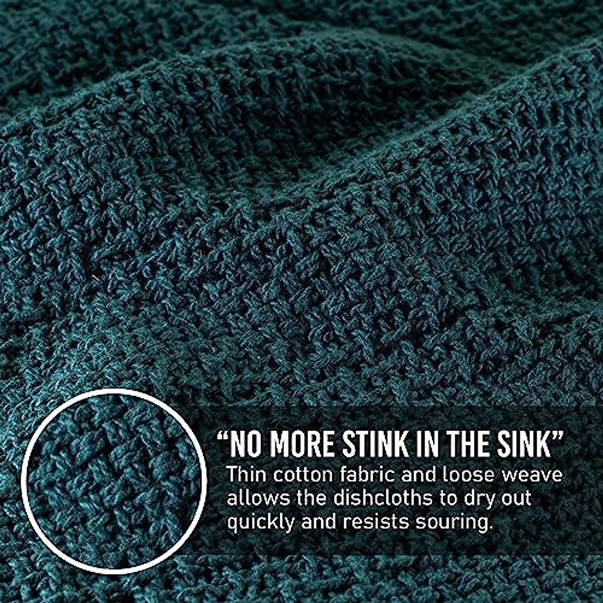 Country Cottons Old Fashion 100% Cotton Dishcloths - Set of 4 Mixed Colors - 2 Teal /2 Natural -11" x 11"