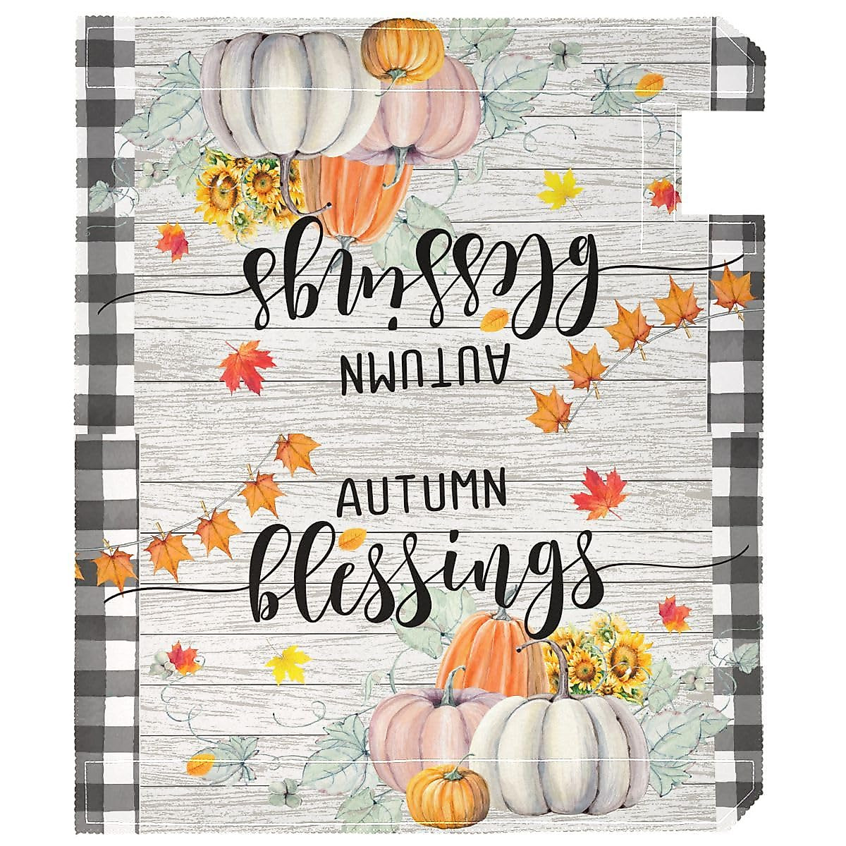 Wamika Autumn Blessing Mailbox Cover Standard Size Fall Pumpkin Sunflower Maple Leaves Magnetic Mailbox Covers Garden Yard Post Wraps Letter Box Cover Buffalo Plaid Decorations 21" L x 18" W