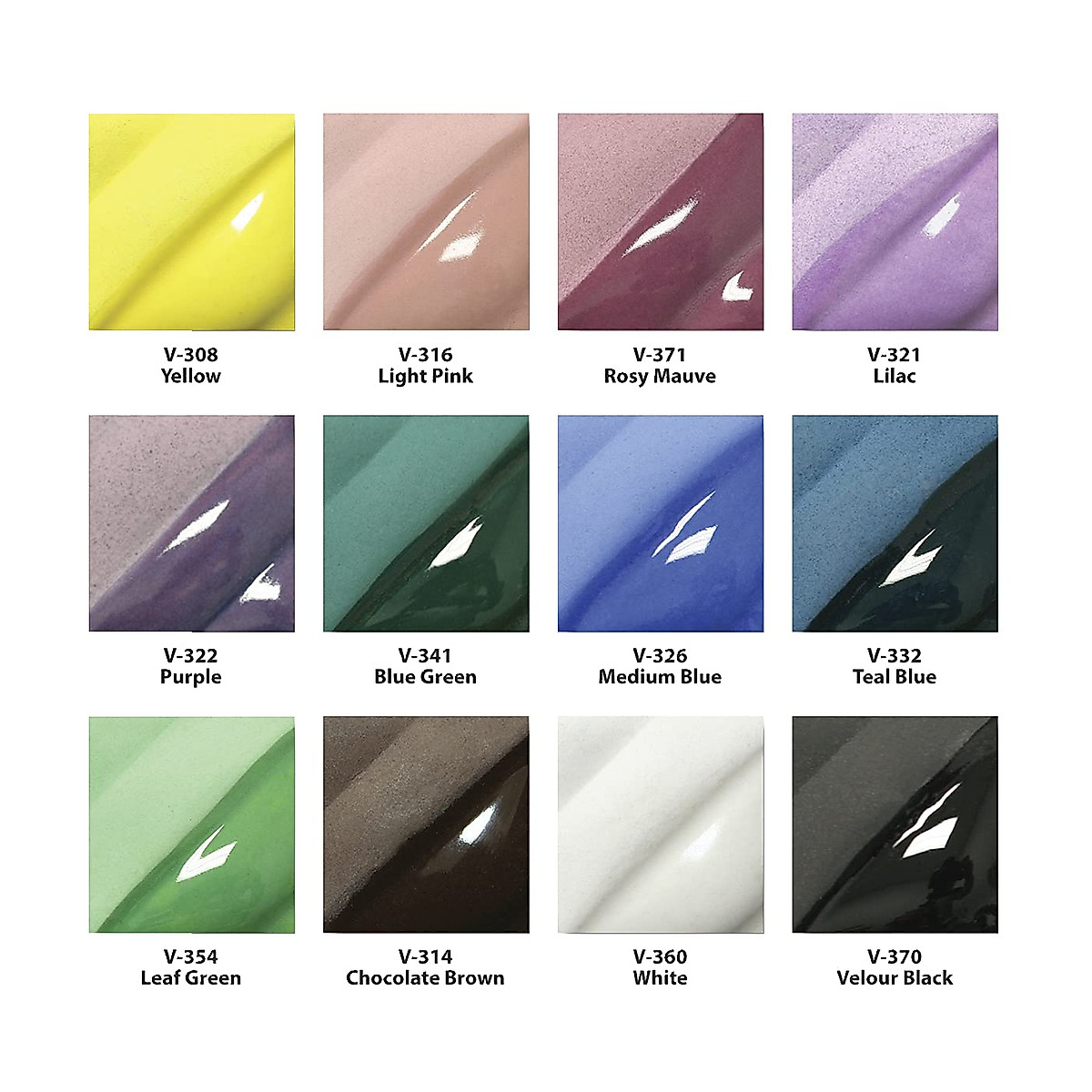 AMACO - 37457V Velvet Semi-Translucent Underglaze Set 1, Assorted Color, Set of 12 - 401650