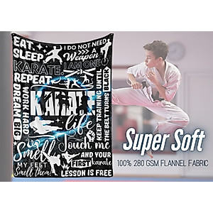 InnoBeta Karate Gifts, Karate Blanket, Gifts for Karate Lovers, Teens, Boys, Friends, Flannel Throw Blanket, 50x65 Inches