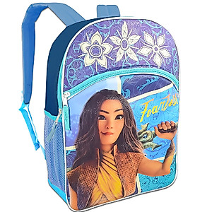 Disney Raya And The Last Dragon Backpack For Kids ~ 2 Pc Bundle With 16" Raya School Bag And Moana Stickers For Girls And Boys | Raya School Supplies Travel Bag Set