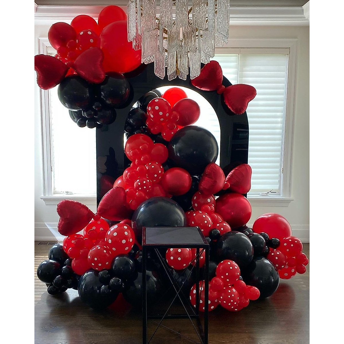 HKYOOD Red and Black Balloons - 90Pcs 12 inch Red and Black Latex Balloons with Confetti Balloon for Birthday Wedding Baby Shower Anniversary Graduation Prom Casino Themed Party