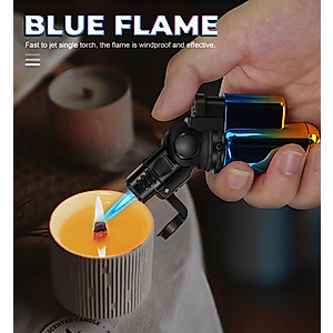 SAMNIU Pack of 4 Torch Lighter, Mini Jet Flame Butane Lighters, Multi-Purpose, 45° Rotatable for Campfires, Candle, Fireplaces, Christmas Party Favors (Gas not Included)