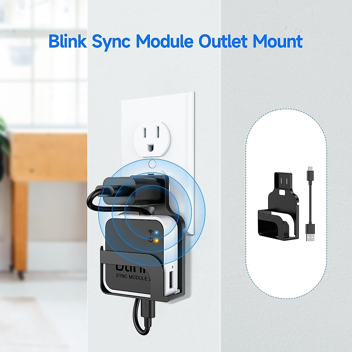 Ayotu Metal Wall Mount for Blink Outdoor 3rd Gen/XT2/XT, Weatherproof Protective Housing and 360 Degree Adjustable Metal Mount with Sync Module 2 Outlet Mount (Camera Not Included, Black)