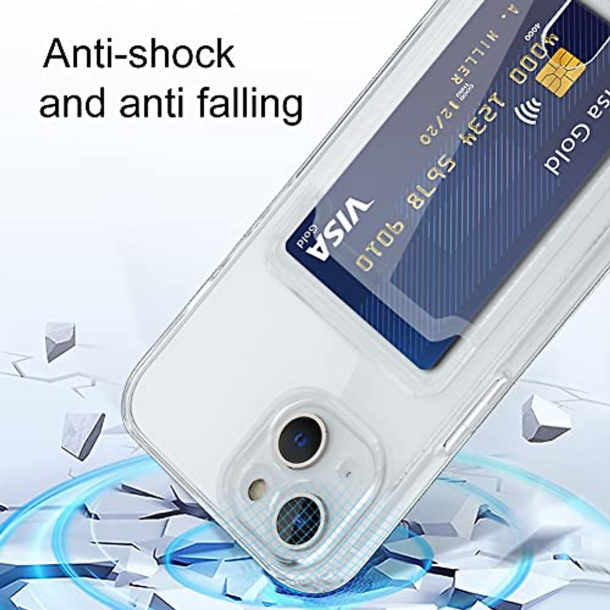 tharlet Compatible with iPhone 13 Wallet Clear Case with Card Holder, Non-Yellowing Phone Case, Precision Cut-Outs and TPU Bumper for Shock Absorption, Anti-Scratch Smudge-Proof (Matte Clear)