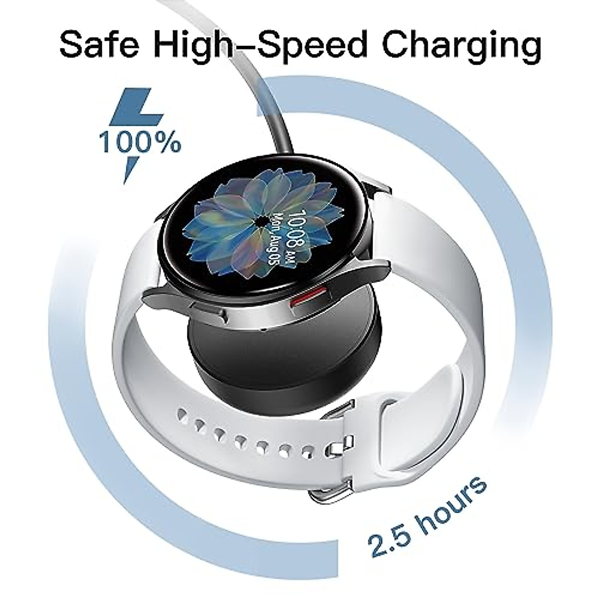 Maledan Charger Cable Compatible with Samsung Galaxy Watch Charger, Galaxy Watch 6/5/4 Charger USB Charging Dock for Samsung Watch 6/6 Classic/5/5 Pro/4/4 Classic/3/Active 2/Active(2-Pack 3.3ft/1.0ft)