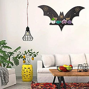 suyam Crystal Display Shelf,Bat Crystal Shelf Wooden Floating Shelf | Wall Hanging Crystal Holder Stand Decor for Crystals Stones Essential Oils Display