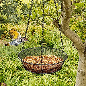 FORUP Platform Bird Feeder Hanging Tray, Metal Mesh Seed Tray for Outdoor Yard Garden Outside Backyard Decoration