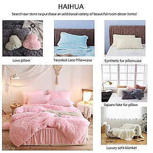 Faux Fur Pink Fluffy Pillow case, Soft Pink Decorative Fuzzy Pillow case, Cute Fluffy Pillow Covers for Home Bedroom Living Room, Zipper Closure, Set of 2 (Pink, Standard 20"x 26")