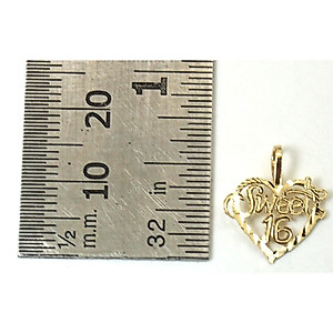 14K Gold Sweet 16 Sixteen Charm with 18" Gold Cable Chain & Gift Box