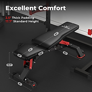 FLYBIRD Weight Bench, 1200LBS Weight Capacity Strength Training Bench Heavy-duty Adjustable Workout Bench