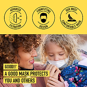 Good Mask Co. Good Comfort Kids KN95 Face Mask, Disposable KN95 Face Mask, Folding, Comfortable Face Masks, Bulk Face Masks (10 Pack of Masks, White)