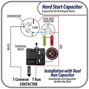 Appli Parts Hard Start kit for air conditioner includes Capacitor 88-108MFD 330V and Potential Relay for 1-3 Ton air Conditioner scroll and reciprocating compressors 208-244 Volts 1Ph APHS-1