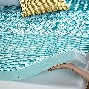 Zinus 2 Inch Green Tea Cooling Gel Memory Foam Zoned Support Mattress Topper, Full