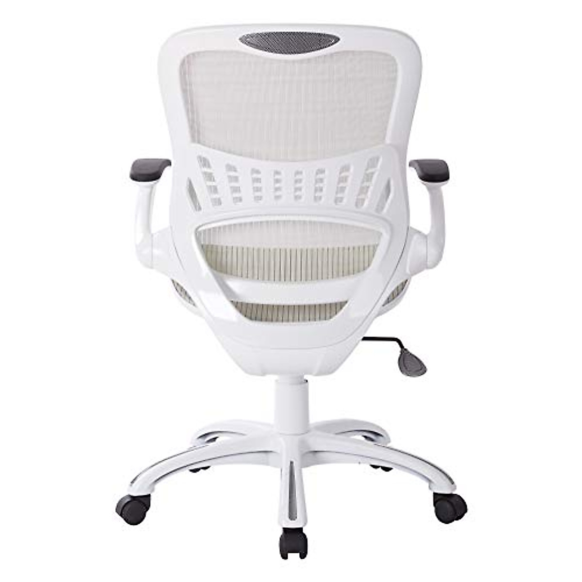 Office Star Ventilated Manager's Office Desk Chair with Breathable Mesh Seat and Back, White Base, White