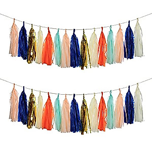 Tissue Paper Tassel DIY Party Garland Decor for All Events & Occasions ，30 Tassels Per Package