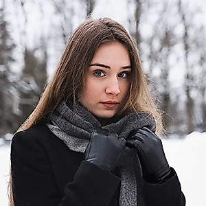 Downholme Vegan Leather Gloves for Women (Black, S)