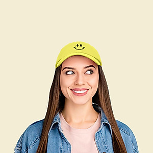 DALIX Smile Baseball Cap Smiling Face Happy Dad Hat Men Women Teens in Yellow