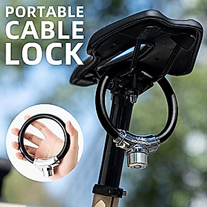 ROCKBROS Bike Cable Lock Portable Bicycle Lock Anti Theft Cable Lock for Bicycle Security Cycling Cable Lock with 2 Keys Road Mountain Bike Lock