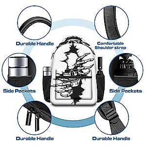 Genhuyiz Halloween Kids Backpack for School Trips and Outdoor Activities Halloween Horror Skeleton Decor 16 Inch Backpack for Boys and Girls