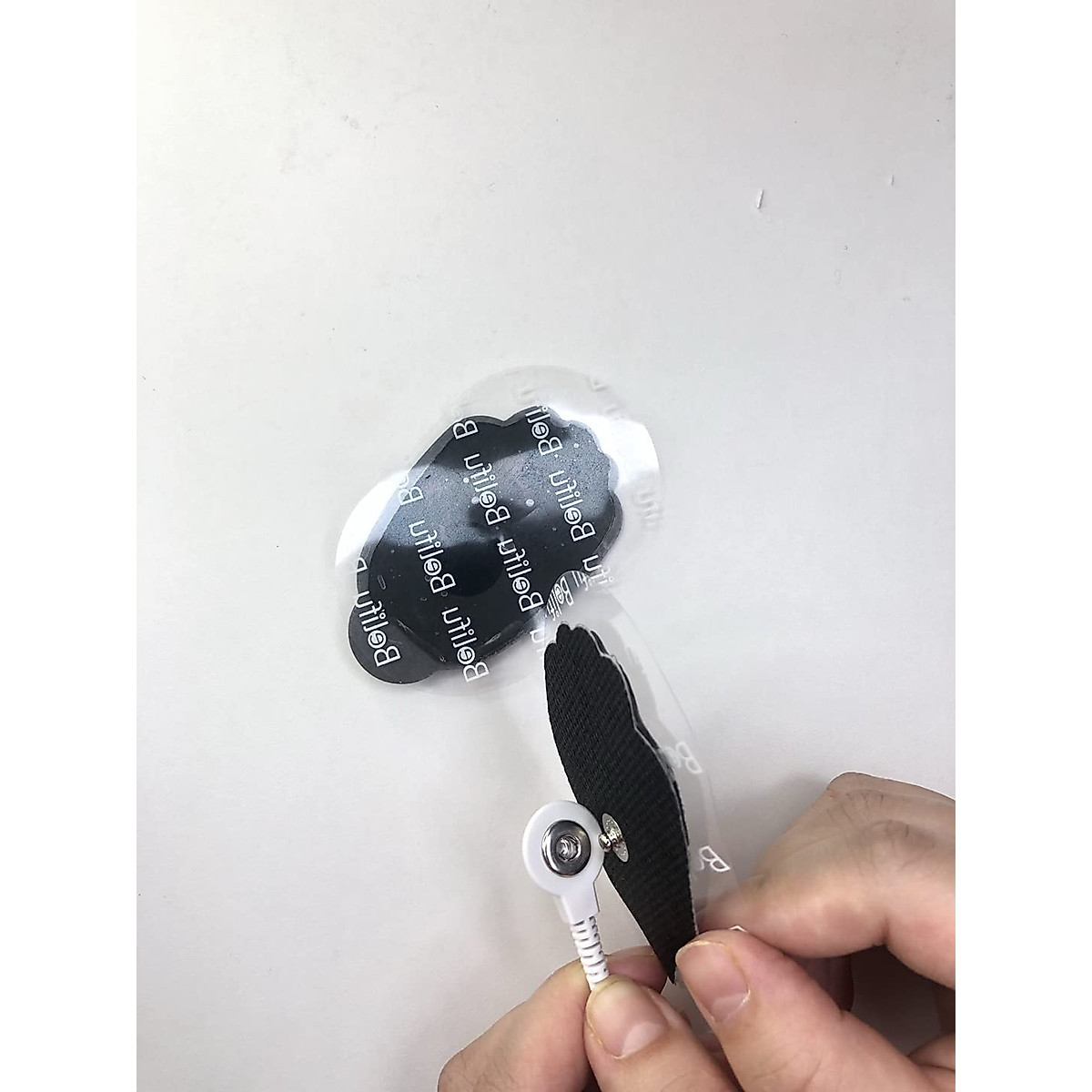 Belifu TENS Unit Electrode Pads Reusable Self-Adhesive Replacement Massage Pads Latex Free, Standard Connection Snap on 3.5mm Cable for Tens EMS Massager