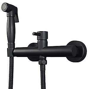 BINCAVIDOU Bidet Spray Set, Wall Mounted Brass Hot and Cold Water Bidet Bathroom Hand Shower Bidet Toilet Sprayer Hygienic Shower Bidet Tap Set with Booster Nozzle