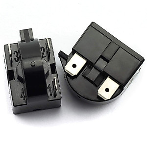 MEETOOT 1pcs QP-02-4.7 PTC Refrigerator Start Relay 3 Pin Coolers Compressor Starter 4.7 ohm with 1pcs Refrigerator Overload Protector 1/2HP