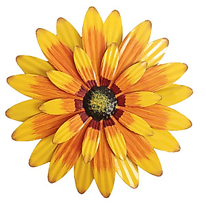 Kunjocy Metal Flower Wall Art Decor Retro Iron Sunflower Sculpture Garden Hanging Decoration for Home Yard Indoor Outdoor (Yellow)
