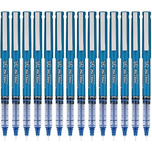 Pilot, Precise V5, Capped Liquid Ink Rolling Ball Pens, Extra Fine Point 0.5 mm, Blue, Pack of 14