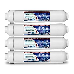 T33 Inline Coconut Grade Activated Carbon Pre/Post Membrane Filter for Taste and Odor Reduction WELL-MATCHED with AICRO, K2533JJ, FT15, IC-100A (Set of 4)