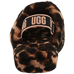 UGG Girls K Fluff Yeah Slide Panther Print Slipper, Butterscotch, 5 Big Kid