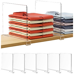 HBlife 12 Inches Tall [Extra Tall Version] Shelf Dividers, Purse Organizer for Closet, Clear Acrylic Bookshelf for Organization Closet Organizers and Storage for Handbags, 6 PCS