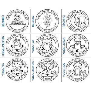 from The Library of, Ex Libris Book Stamp, Custom Library Stamp, Personalized Teacher Gift Monogram Self-Inking or Wood Handle Rubber Stamp (Black Cat)