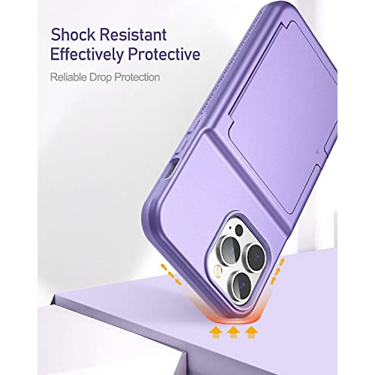 WeLoveCase for Cute iPhone 13 Pro Max Case for Women with Credit Card Holder & Hidden Mirror, Heavy Duty Protection Cover Protective Wallet Case for iPhone 13 Pro Max Light Purple