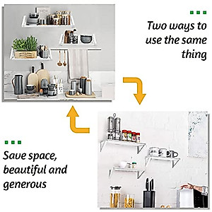 Lixintray Floating Shelves Wall-Mounted 3-Piece Set for Living Room/Bedroom/Bathroom/Kitchen/Room Storage and Decorative Steel Wall-Mounted Shelf (White)