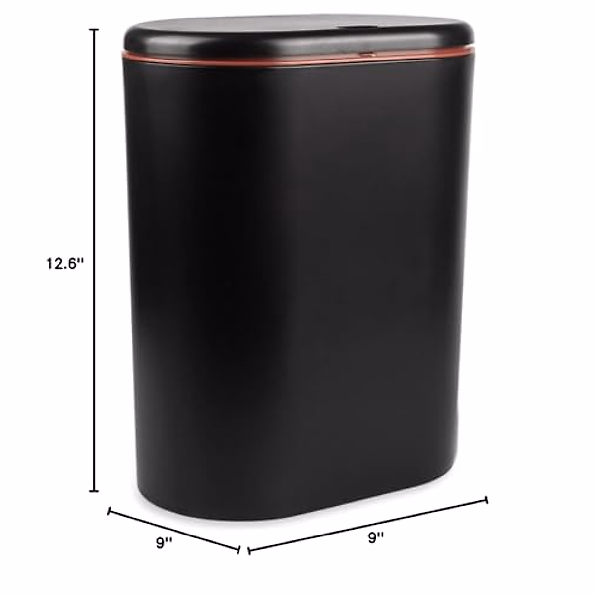 boxfan 8 Liter Rectangular Plastic Trash Can Wastebasket with Press Type Lid,1.8 Gallon Garbage Container Bin for Bathroom,Powder Room,Bedroom,Kitchen,Craft Room,Office (Black 8L)