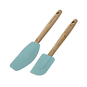 KitchenAid Classic Bamboo Spatula Set, set of 2, Aqua Sky