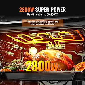 VEVOR Wall Oven, 24 inch Electric Built-in Wall Oven with 9 Cooking Functions, 2.68 Cu.Ft Convection Wall Oven with Digital Timer, Electric Single Wall Oven with Baking Rack and Tray, for Kitchen